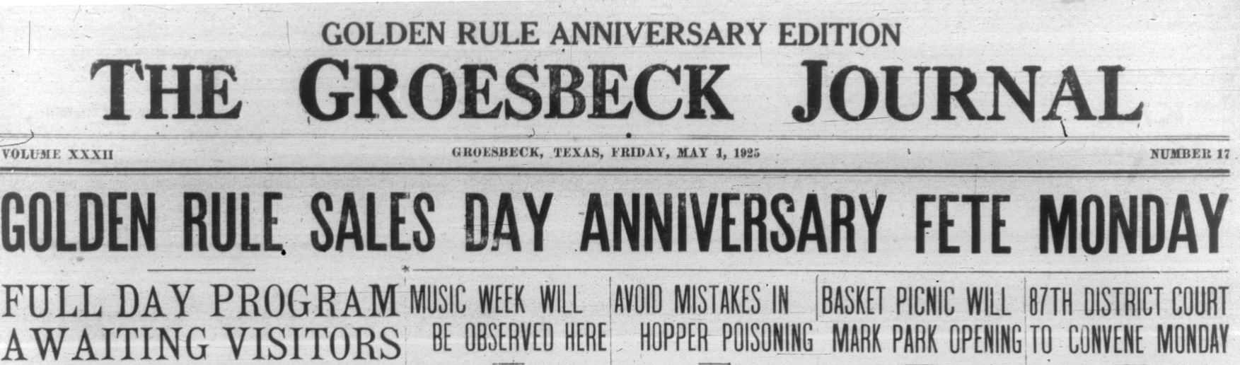 1924, The Year of the Golden Rule Trades Day | Groesbeck Journal