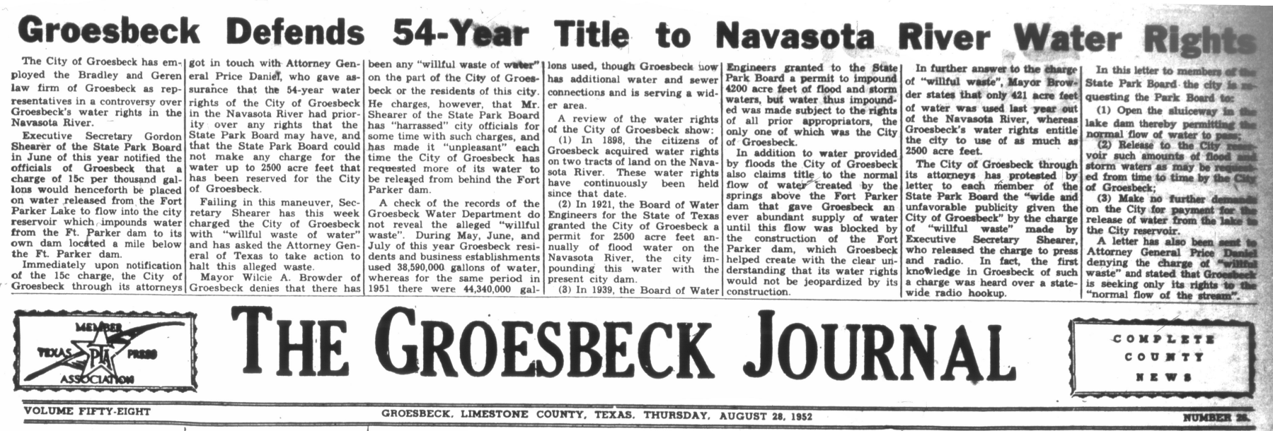 Groesbeck water rights dispute of 1952: A splashy showdown with the ...