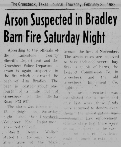 A Firestorm in Groesbeck: Unsolved Arson Cases of the Early 1980s ...