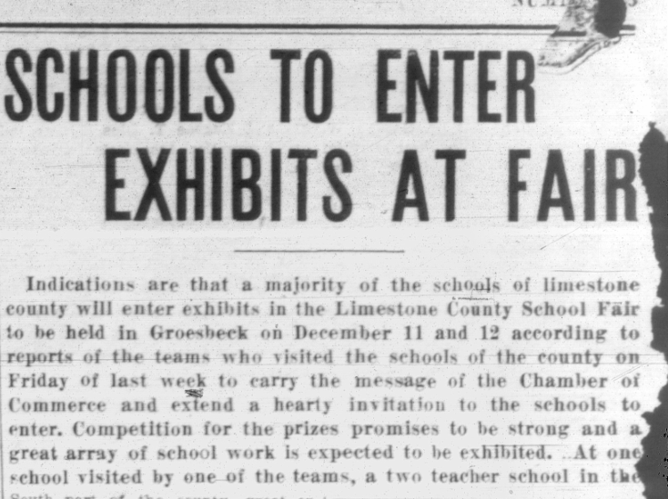 A Centennial Flashback: The Limestone County School Fair of 1925 ...